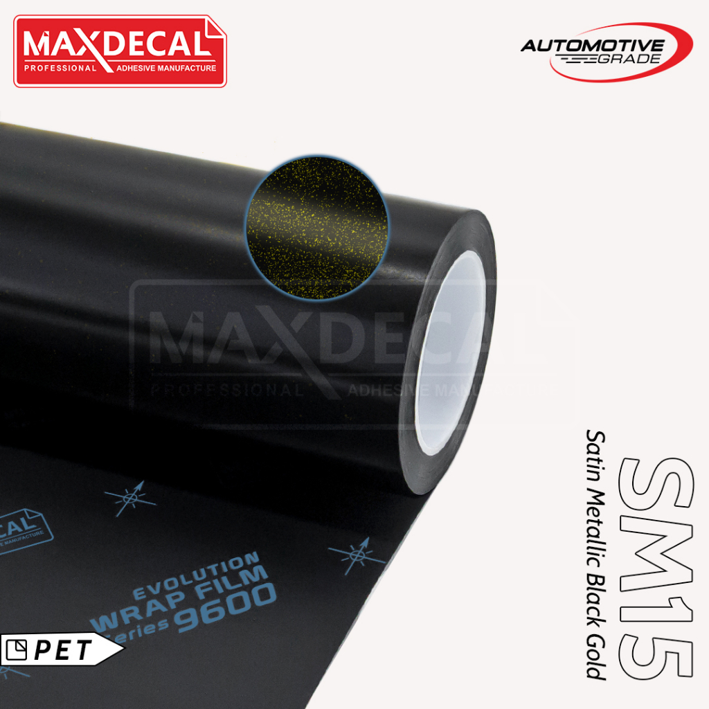 Jual Eceran Sticker MAXDECAL 9600 SM15 Satin Metal BLACK GOLD Doff ...