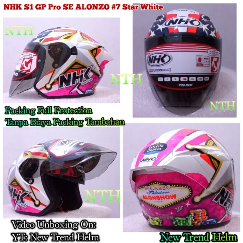 Jual Helm NHK S1 GP Pro Alonso Seri 7 Star White Original | Shopee ...