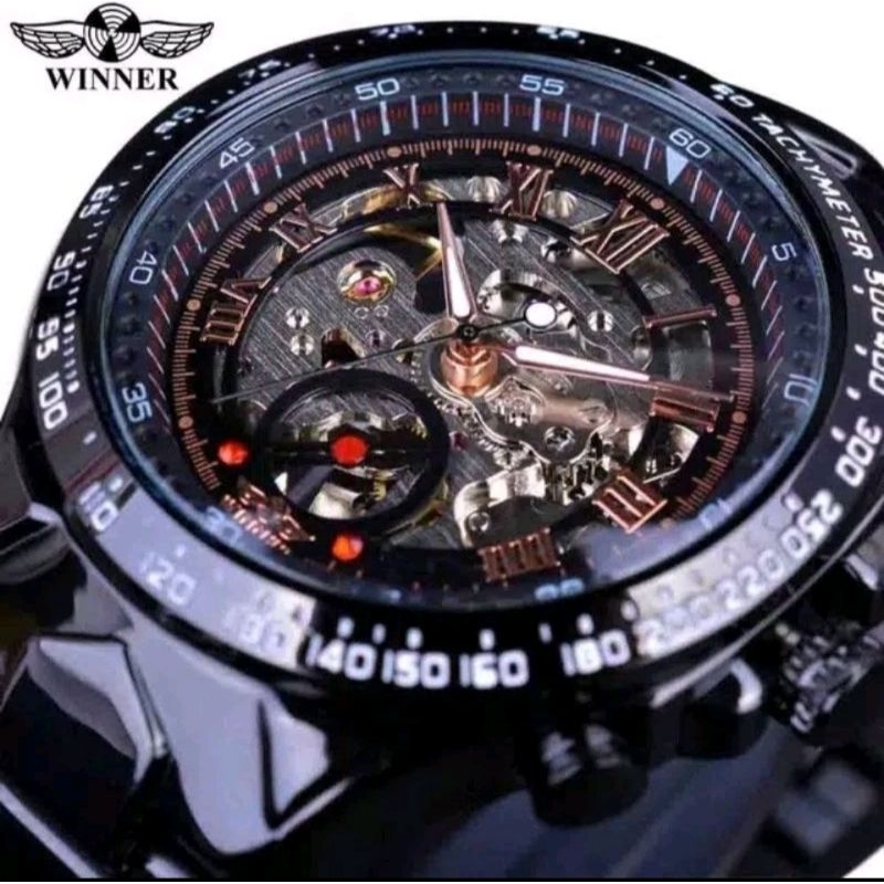 Jual winner jam otomatis black original | Shopee Indonesia