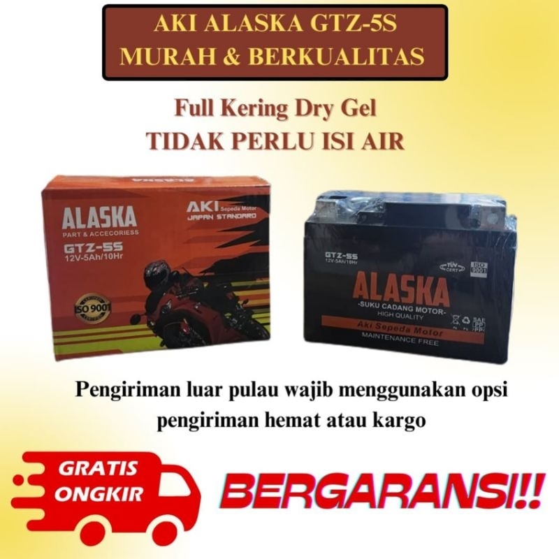 Jual Aki ALASKA Garansi 3 bulan FULL KERING GTZ5S Kharisma Beat fi mio j, supra x125, vixion ...