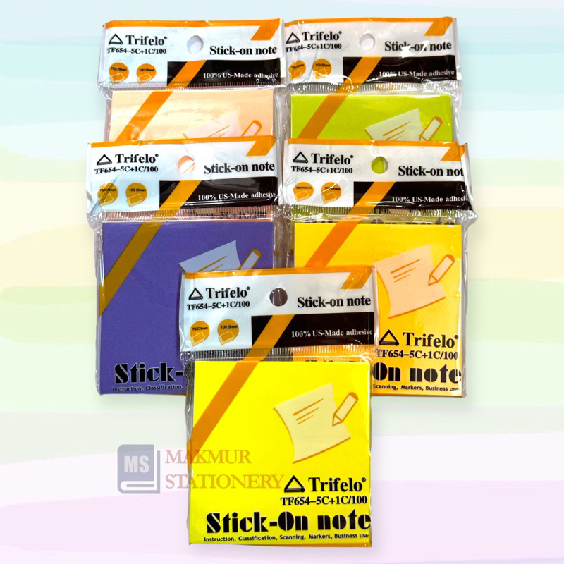 Jual Sticky Notes/Post it/Kertas Memo/Memo Tempel Trifelo TF 654-5C+1C ...