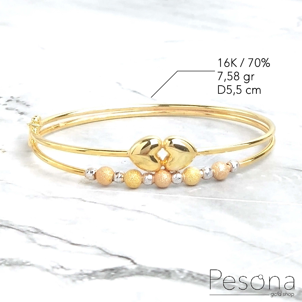 Jual GELANG BANGLE EMAS KUNING MODEL LOVE KOMBINASI D5,5 cm | 16K | 7 ...