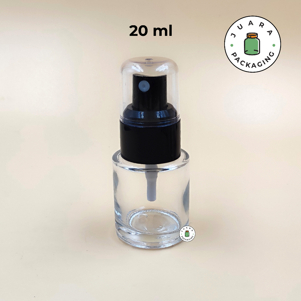 Jual Botol Kaca Spray 20ml Botol Bening Transparan Untuk Serum Skincare Tutup Transparan 20 ml ...