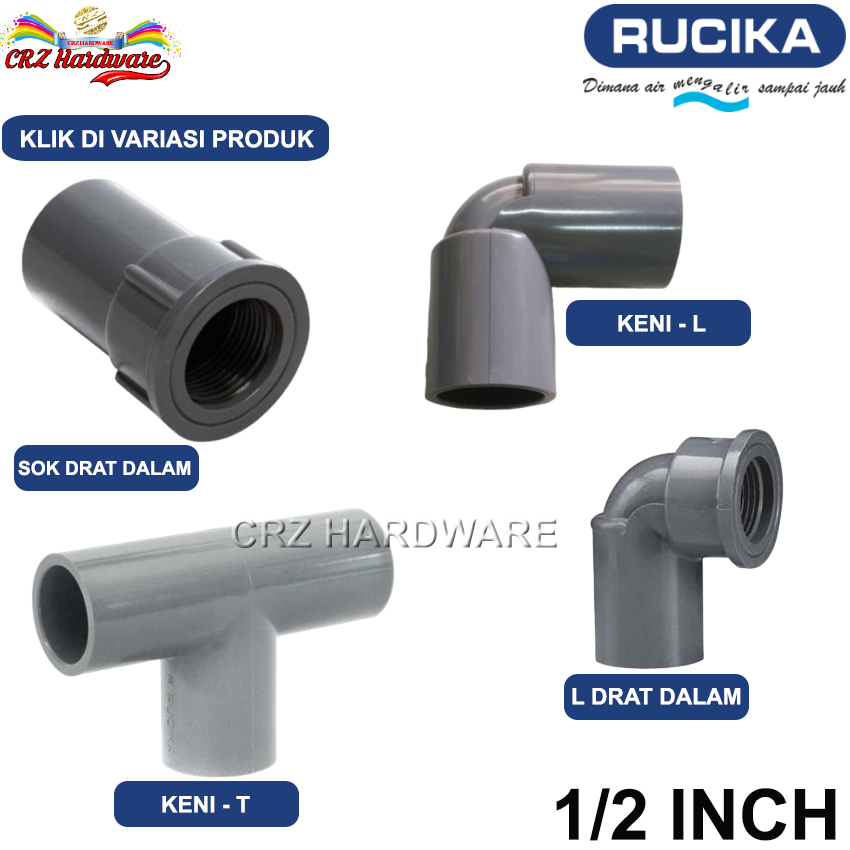 Jual Sambungan Pipa PVC Keni EL TE SOK Drat 1/2 Inch RUCIKA | Shopee ...