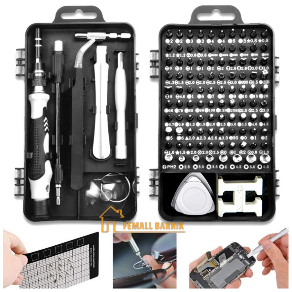 Jual FEMALL - Obeng HP Full Set 115 in 1 Multifungsi/ Obeng 115 in 1 HP ...