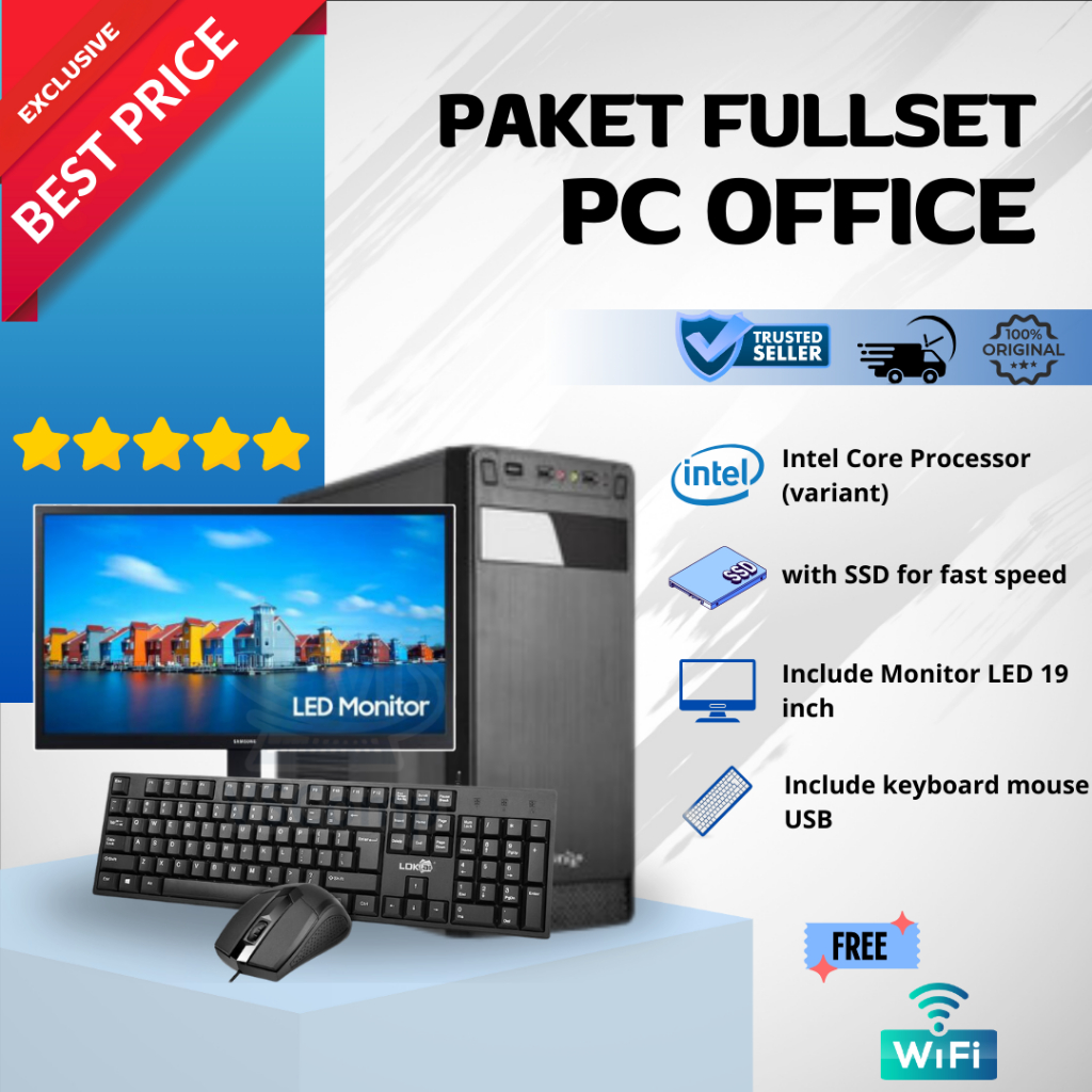 Jual PC Kantor Fullset Core i5 8GB with SSD + Monitor 19 + Keymouse ...