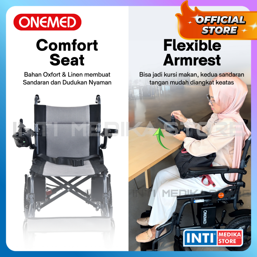 Jual ONEMED - Kursi Roda Elektrik Travelling Portable Lipat AN45 ...