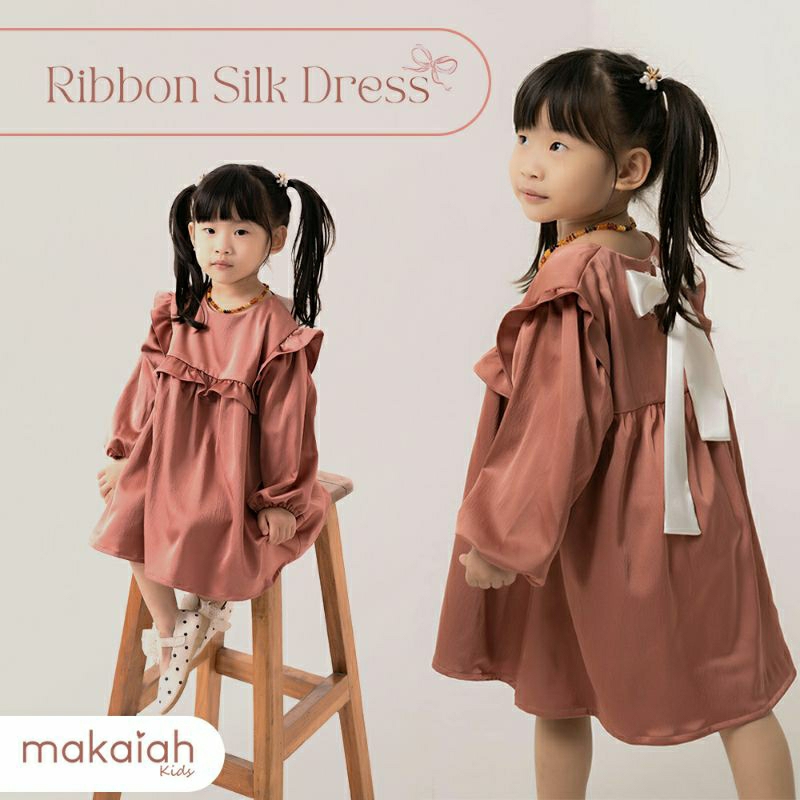 Jual Ribbon Silk Dress (Makaiah Kids) | Shopee Indonesia
