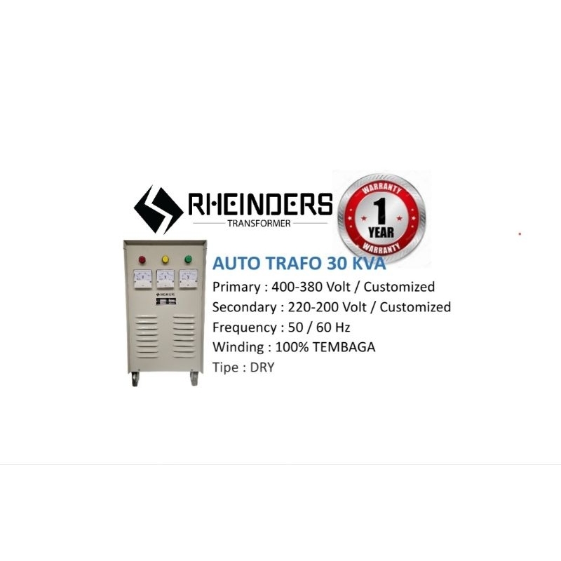 Jual STEP DOWN Trafo 30 KVA 3 PHASE Merk RHEINDERS / Auto Trafo 30 KVA Winding Tembaga | Shopee ...