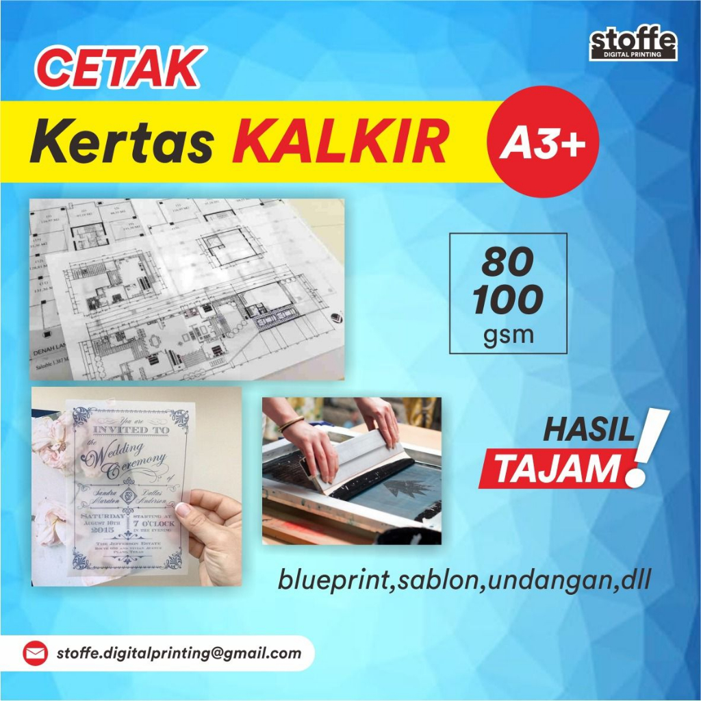 Jual Cetak Kertas Kalkir A3 Cetak Kertas Sablon A3 Tracing Paper Blue Print | Shopee Indonesia