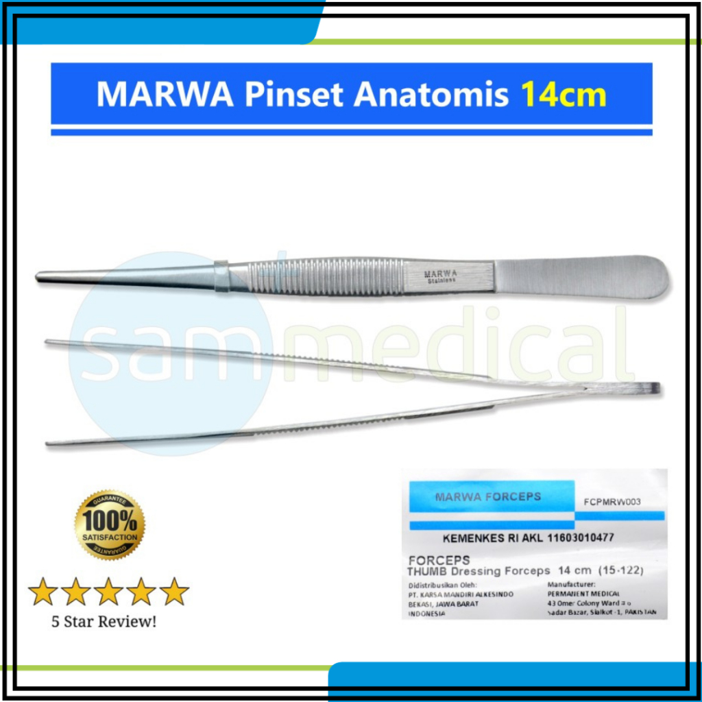 Jual MARWA Pinset Anatomis / Pincet Anatomi / Stainless Steel Stenless ...