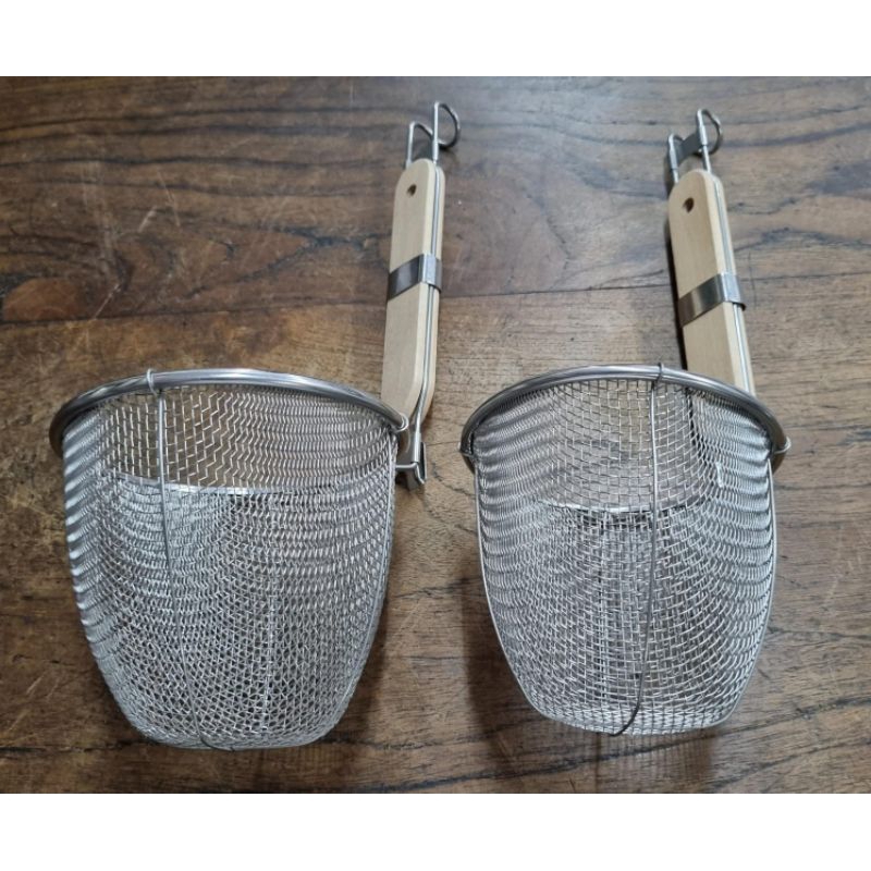 Jual Saringan Mie / Noodle Strainer Stainless Steel Gagang Kayu Tebal ...