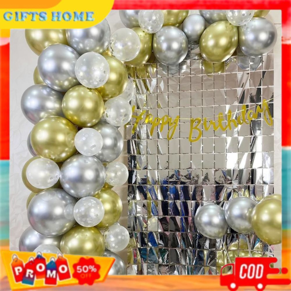 Jual Set Balon Dekorasi Elegant Mewah Tema Gold Silver Perlengkapan ...