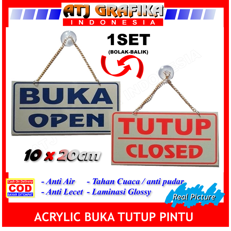 Jual Premium Acrylic buka tutup open closed sign label toko kantor jam ...