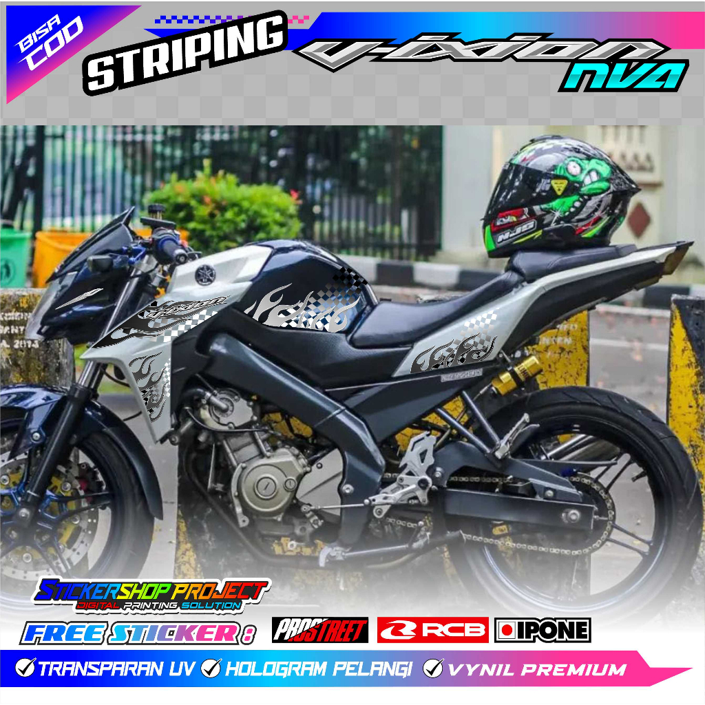 Jual STICKER LIST VARIASI MOTOR VIXION NVA DESAIN API / STRIPING VARIASI YAMAHA VIXION NVA ...