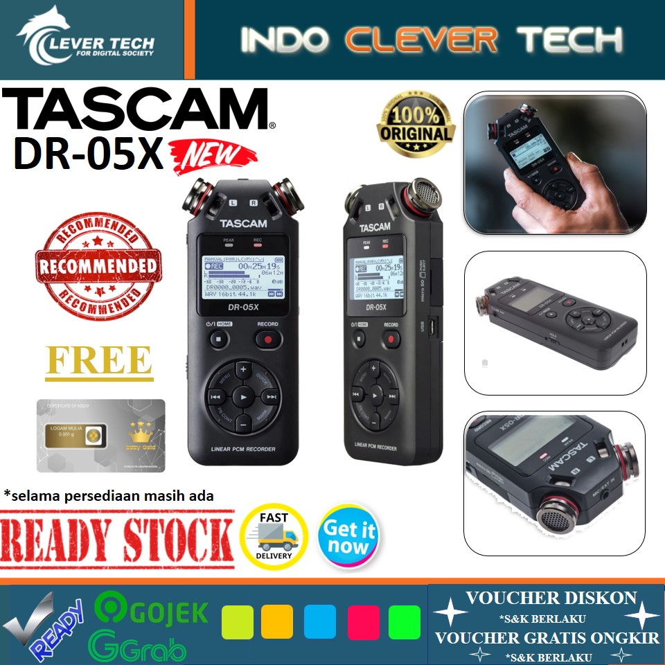 Jual Tascam DR-05X Stereo Handheld Digital Audio Recorder | Tascam DR ...