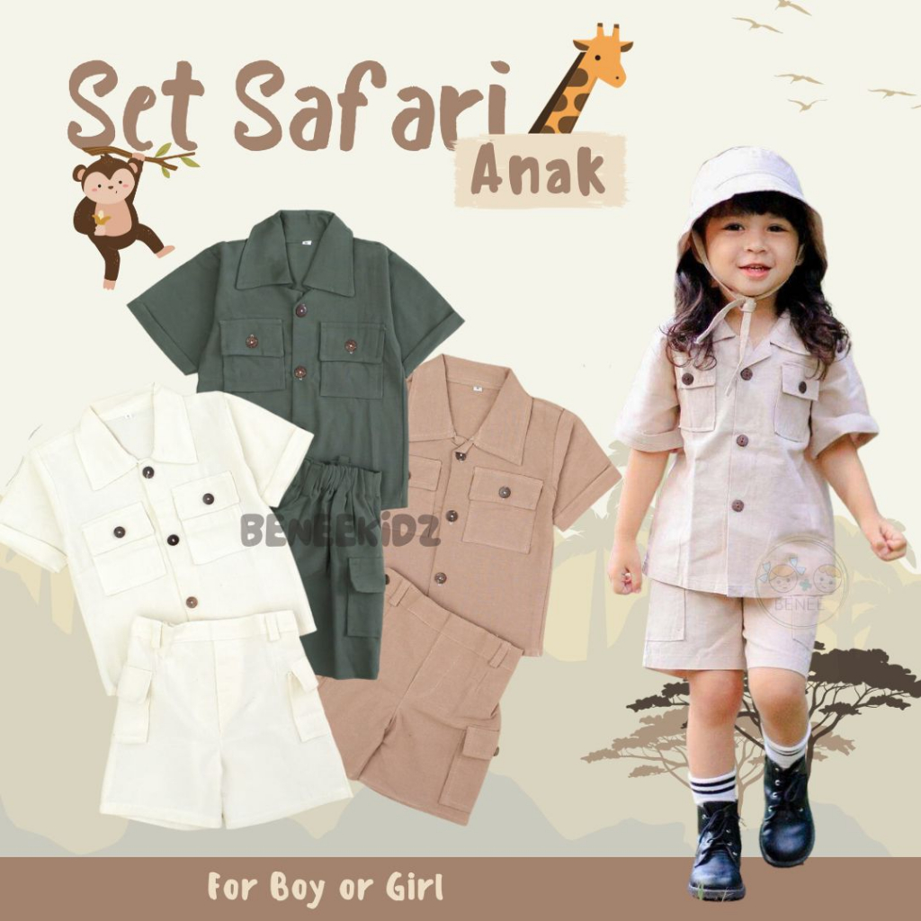 Jual Set OneSet Baju Safari/Zoo Outfit/Camping Anak Perempuan dan Laki ...