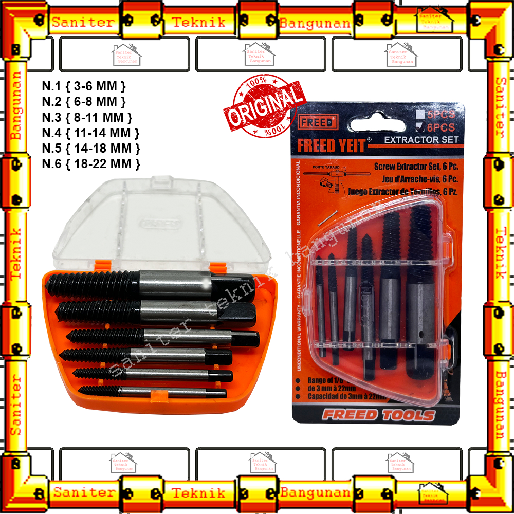 Jual Alat Tap Balik Drat Set 6 Pcs Freed Pencabut Baut Rusak Patah Dol ...