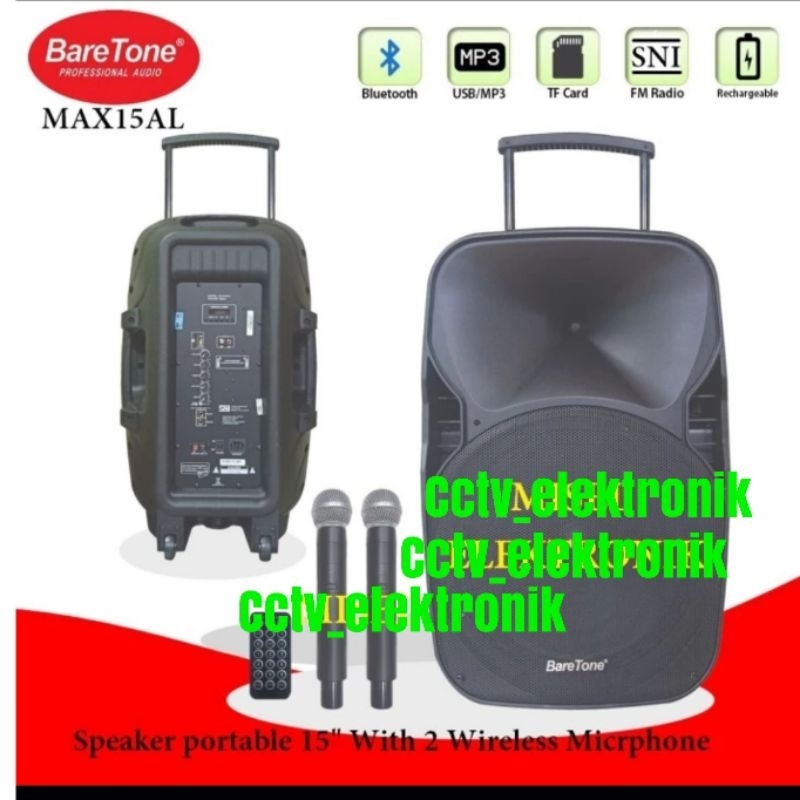 Jual SPEAKER PORTABLE BARETONE MAX 15AL SPEAKER KARAOKE PL BLUTOOTH ...
