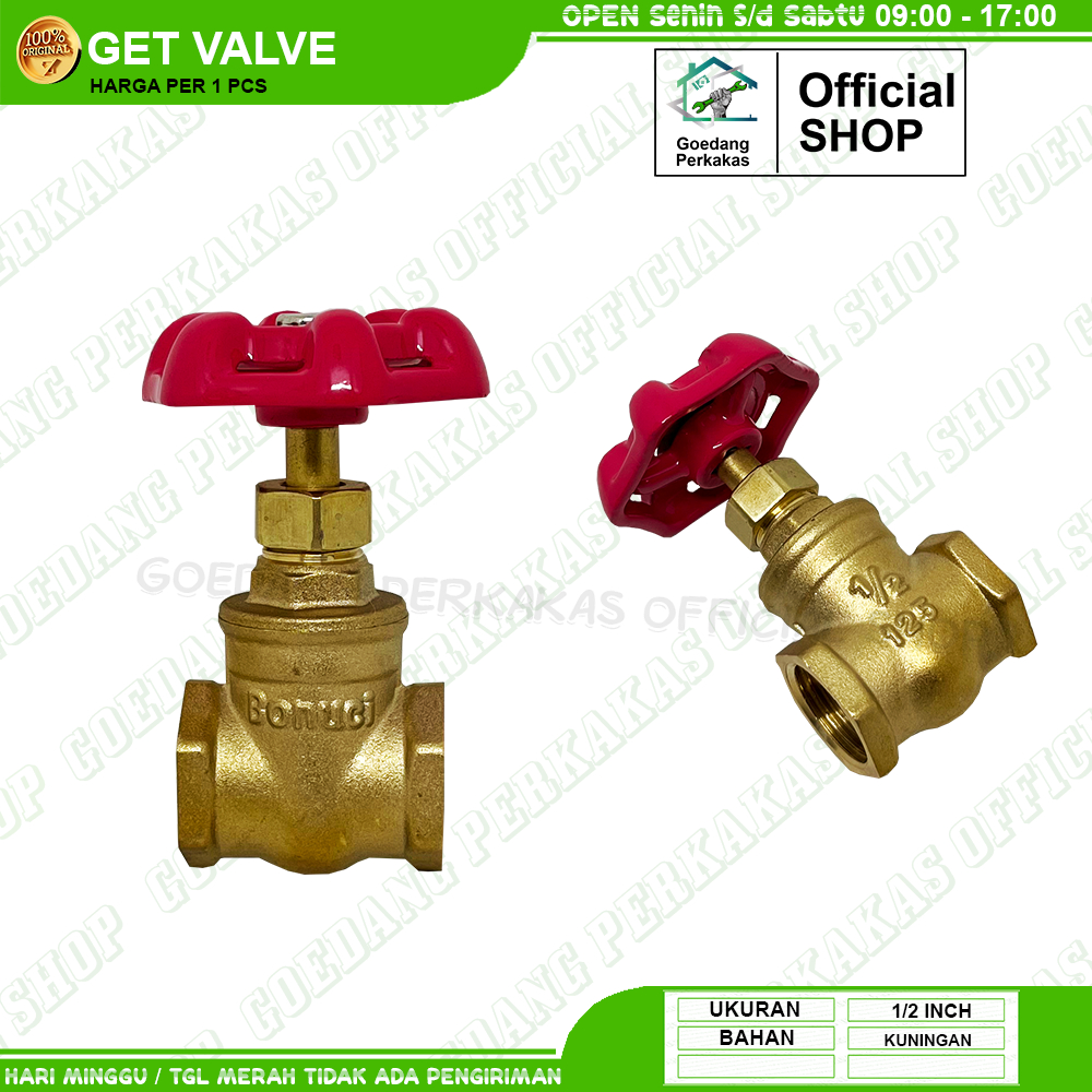 Jual Gate Valve Kuningan 1/2 Inch Stop Kran Drat Dalam Bonuci | Shopee Indonesia