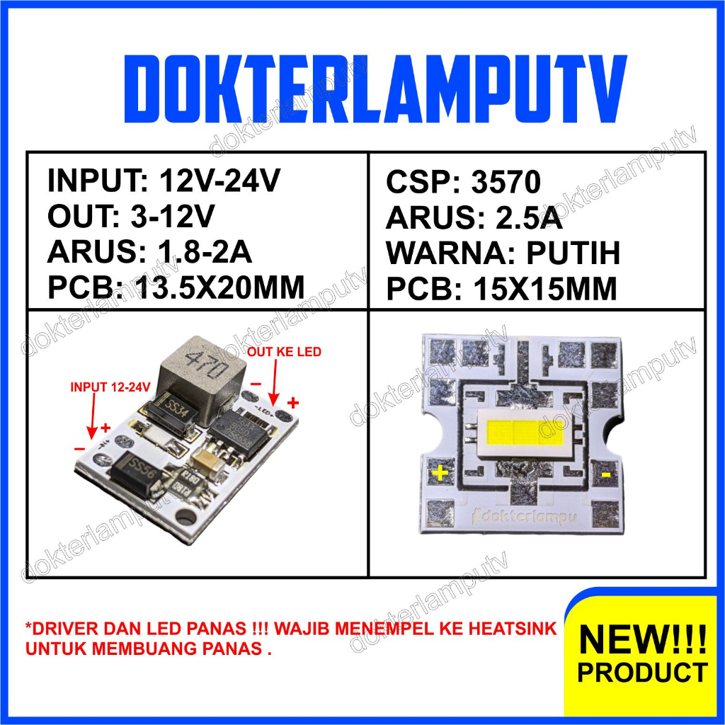 Jual CSP + PCB 3570 2.5A 3A PUTIH TERANG PASANGAN DRIVER MINI CSP 2A ...