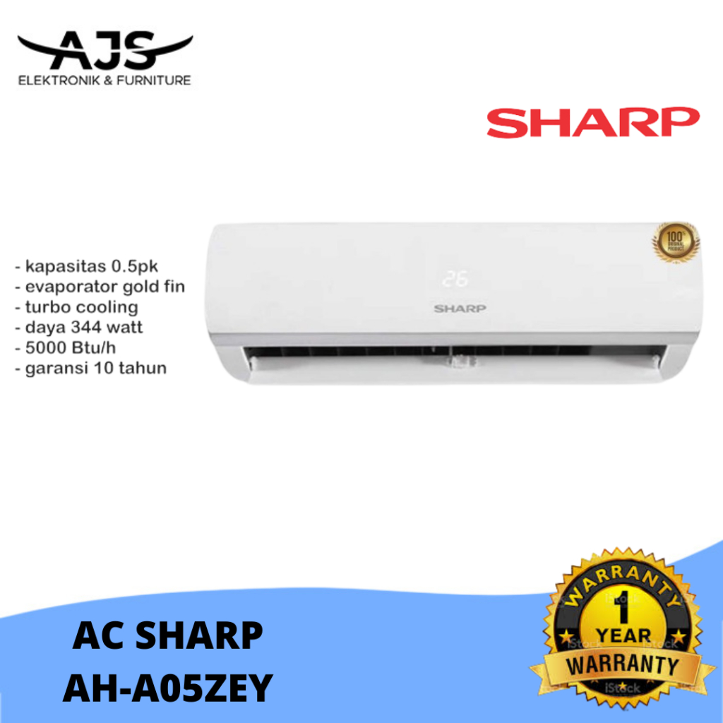 Jual AC SHARP 1/2PK STANDART AH-A5ZEY // AH A5ZEY //AH A 5 ZEY 344 WATT | Shopee Indonesia