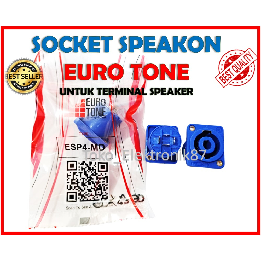 Jual Socket Speakon EURO TONE Body BIRU Cover Speakon Soket Spikon ...