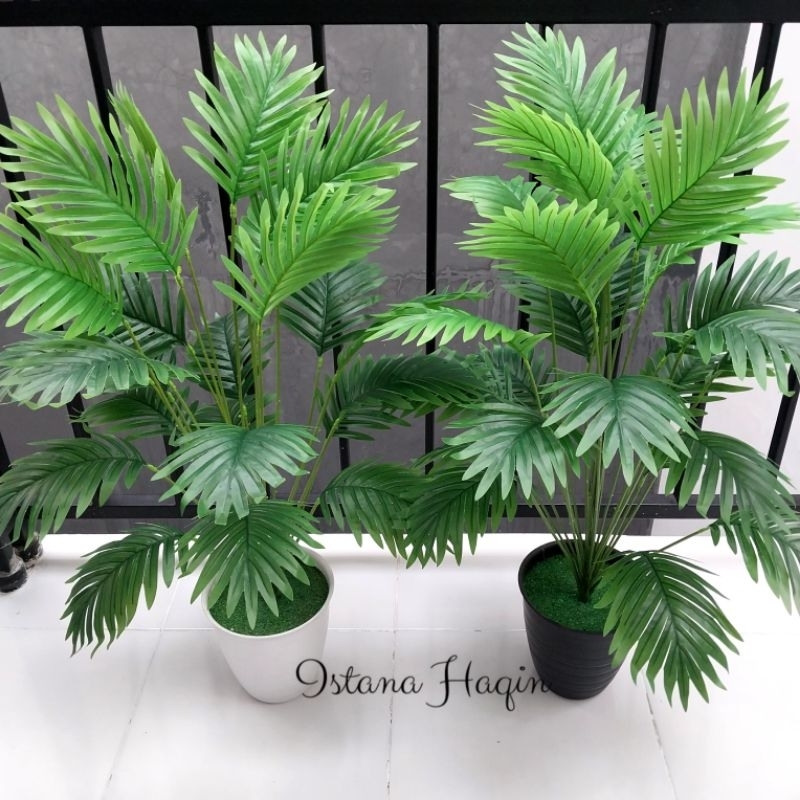 Jual Palm Artificial 24 Daun Tinggi 95cm Plus Pot | Shopee Indonesia
