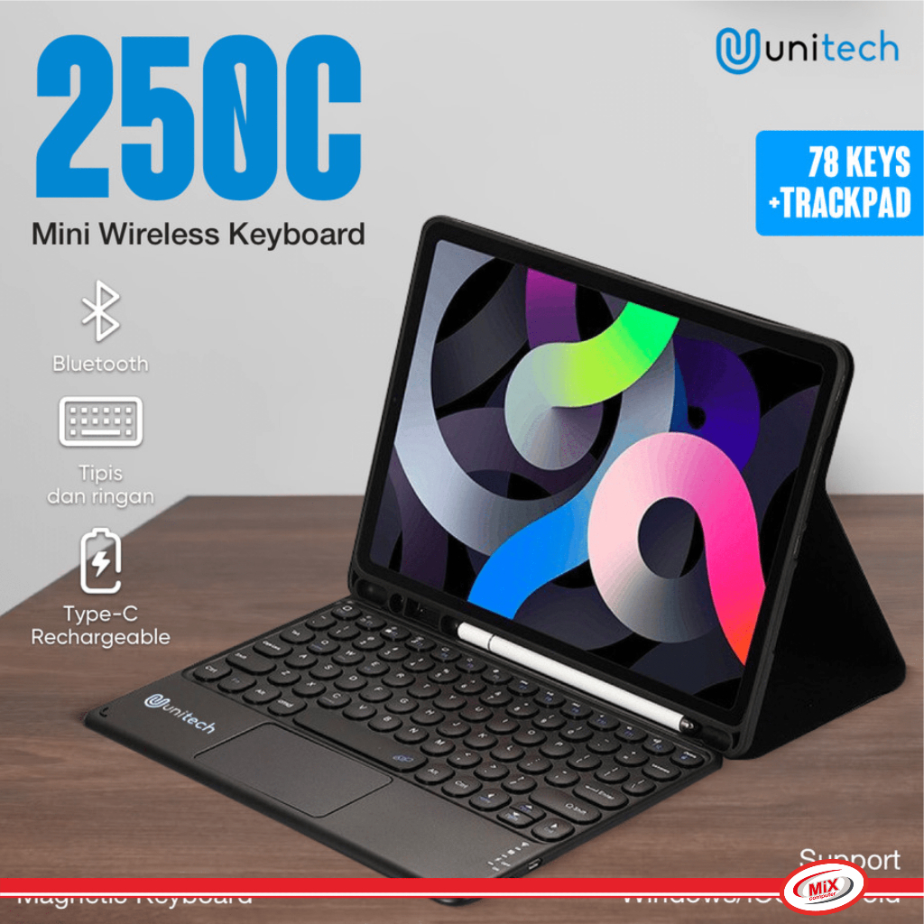 Jual Keyboard Bluetooth Wireless Unitech Plus Touchpad Recharger For ...