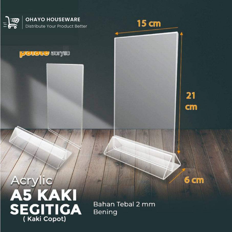 Jual Akrilik A5 Kaki Segitiga / Acrylic Standing A5 / Portrait - 2mm ...