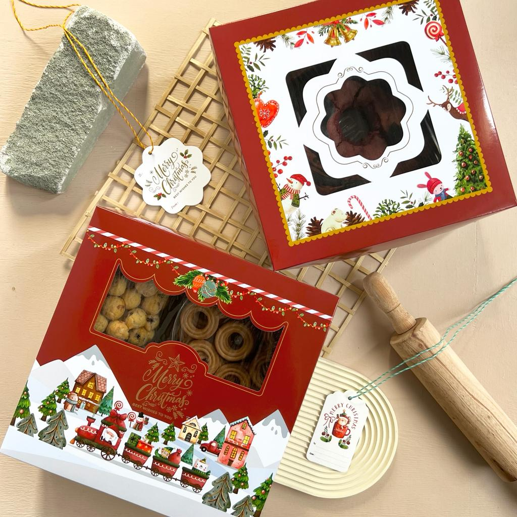 Jual Box Dus Kotak Packaging Kue Hampers Cookies - Natal 25 x 25 x 7 cm ...