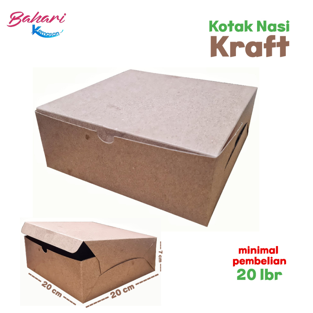 Jual Kotak Nasi Polos Kraft Cokelat 20x20 Box Makan | Shopee Indonesia