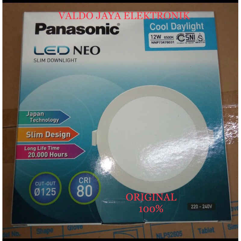 Jual PANASONIC LED NEO 12W LED Downlight Bulat Slim Lampu Panel Lampu ...