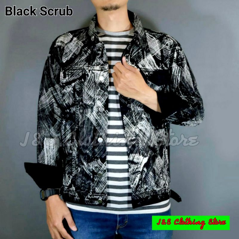 Jual JnS - Jaket Denim Jeans Pria Warna Snow Wash Sandwash Washing ...