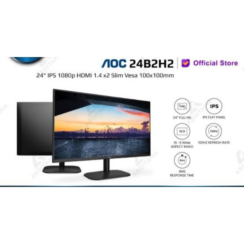 Jual LED Monitor 24" AOC 24B2H2 FHD IPS 100Hz | Shopee Indonesia