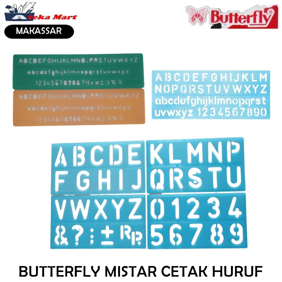 Jual [PCS] BUTTERFLY MISTAR CETAK HURUF ANGKA KECIL | Shopee Indonesia