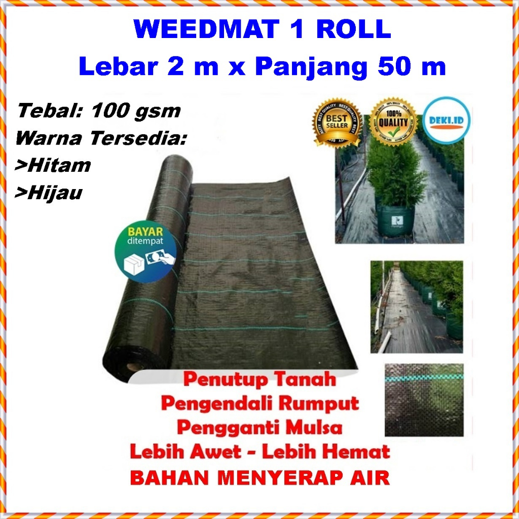 Jual Weedmat Roll Lebar 2 M x Panjang 50 M Hitam Hijau Terpal Green House Woven Fabric Anti UV ...