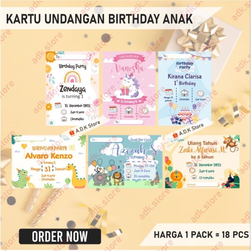 Jual [1 PACK] UNDANGAN ULANG TAHUN ANAK | UNDANGAN BIRTHDAY ANAK ...