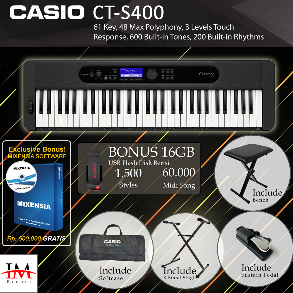 Jual Keyboard Casio CT-S400 / CTS400 / CTS 400 Garansi Resmi | Shopee Indonesia