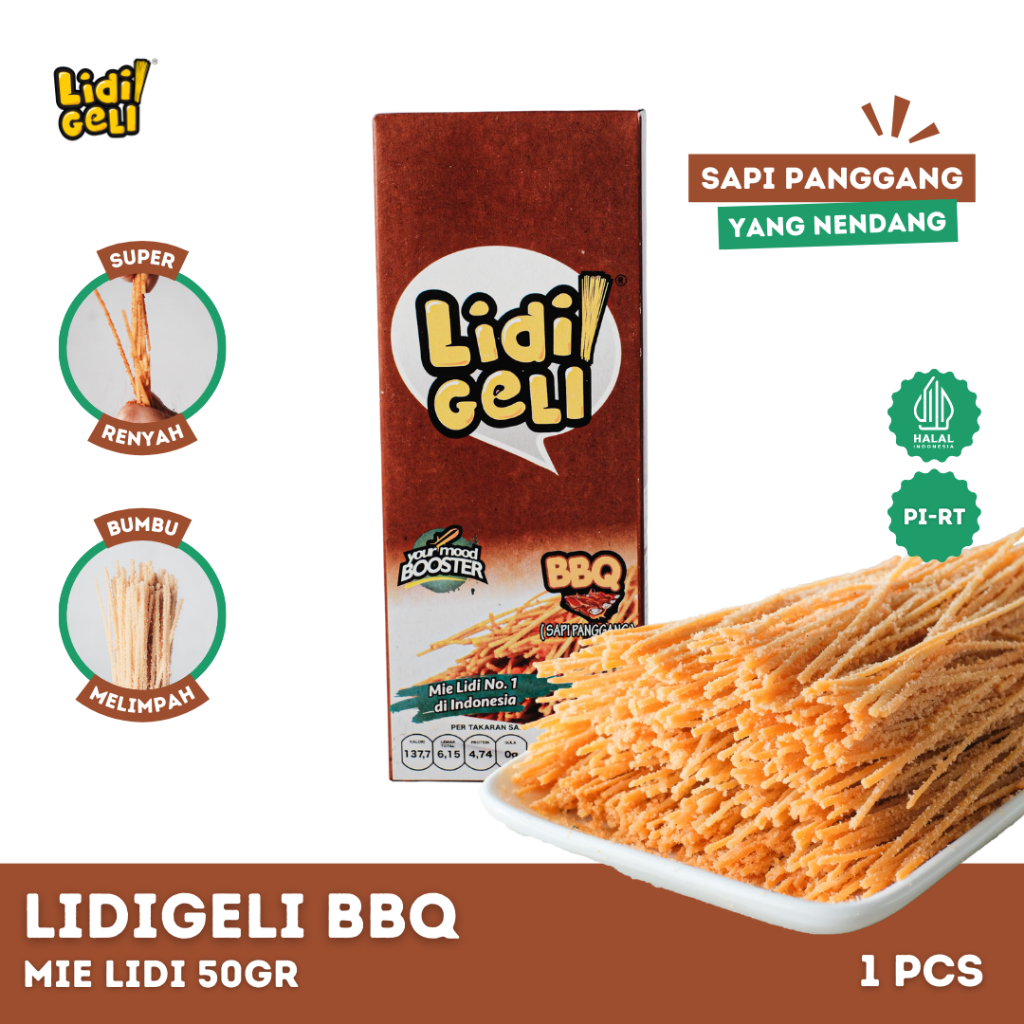 Jual Lidi Geli - Mie Lidi Rasa Barbeque 50gr | Shopee Indonesia
