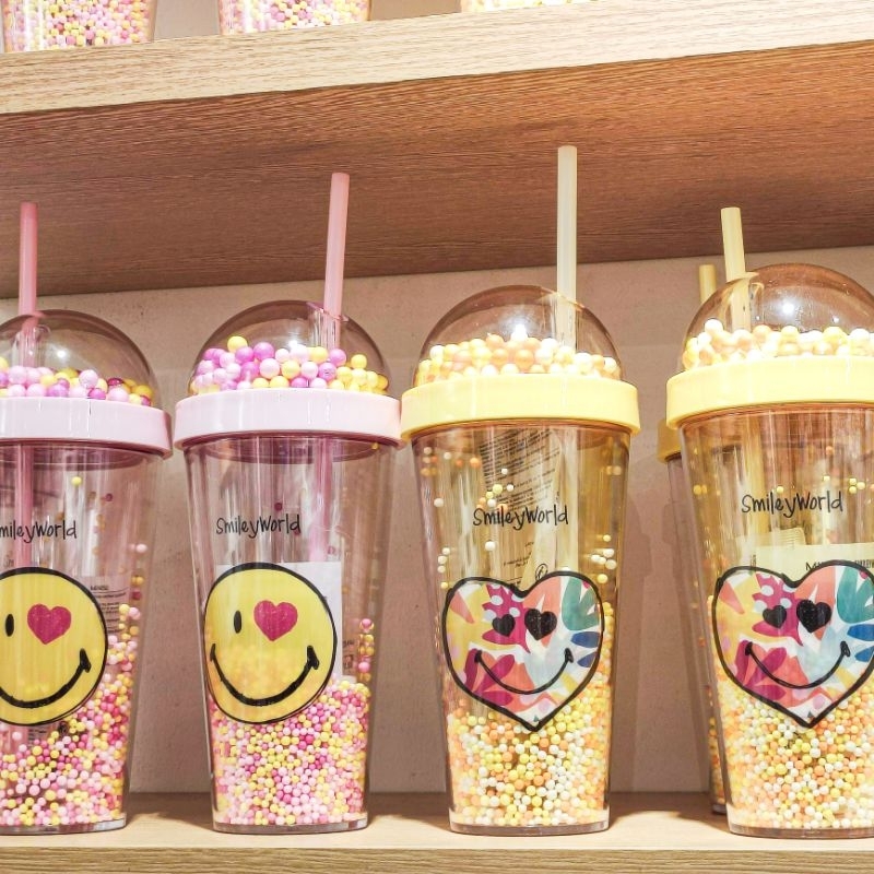 Jual Miniso Botol Minum Smiley Word Botol Plastik 420ml Cup | Shopee ...
