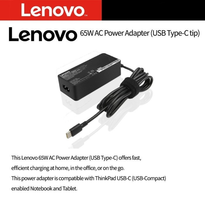 Jual Lenovo 65W Ac Power Adapter Charger (Usb Type-C Tip) & USB-C to Ethernet Adapter ASLI ...