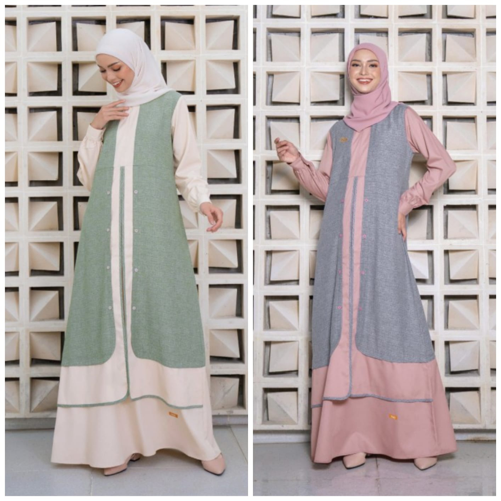 Jual GAMIS KATUN WANITA BASMA GREEN SAGE GRAY BLUE ORIGINAL NIBRAS ...