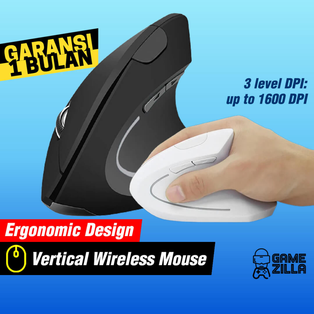 Jual Mouse Wireless Vertical USB Mause Wireles Vertikal PC Laptop ...