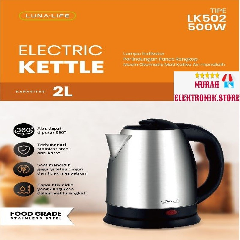 Jual Electric Kettle / Teko Listrik 2 Liter Luna Life NEW GARANSI RESMI ...