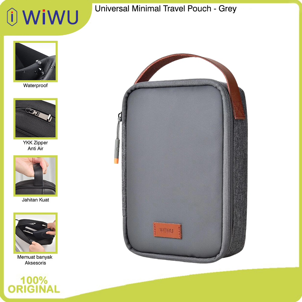 Jual Travel Pouch Zipper Tas Organizer Kabel Serbaguna Minimal Grey ...
