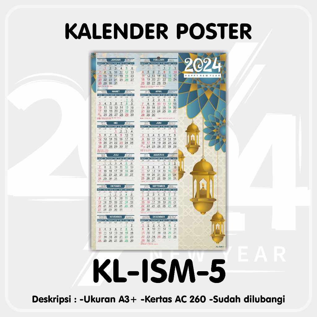 Jual Kalender dinding ISLAMI - Kalender poster 2024 | Shopee Indonesia
