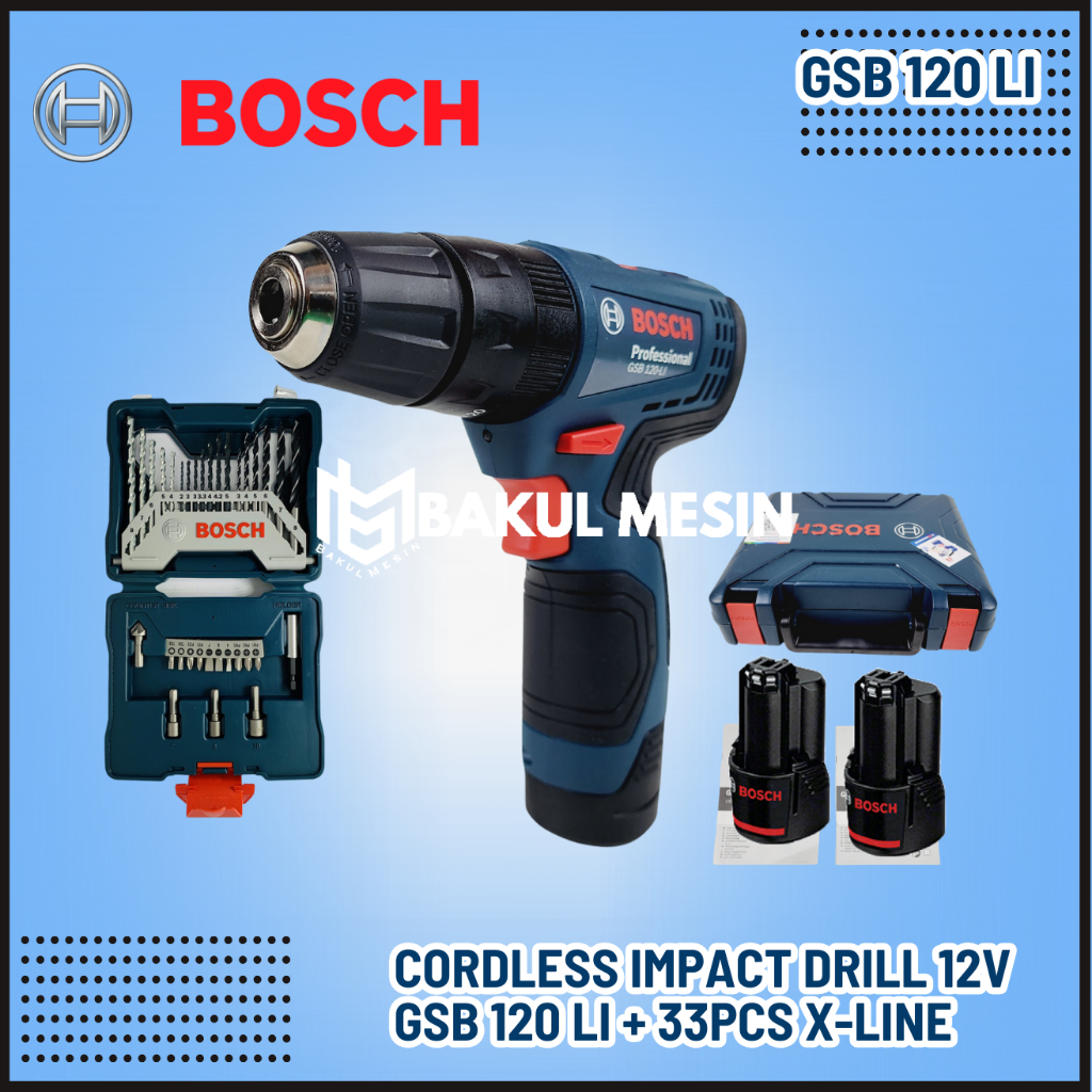 Jual BOSCH GSB 120 LI Cordless Impact drill 12V Mesin Bor baterai GSB120LI | Shopee Indonesia