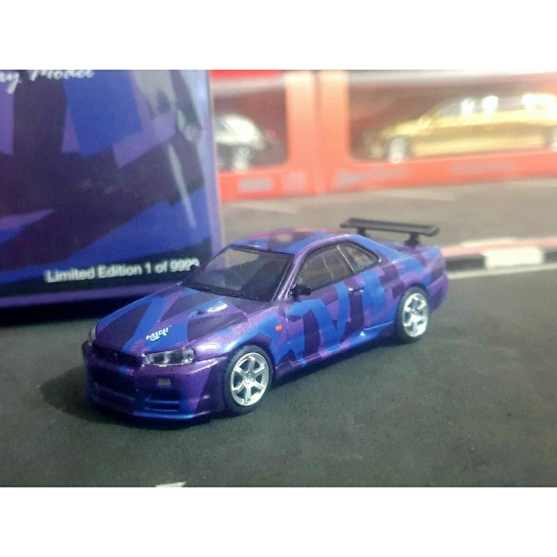 Jual Diecast Mini GT Nissan Skyline GTR R34 Vspec II Purple no 446 ...