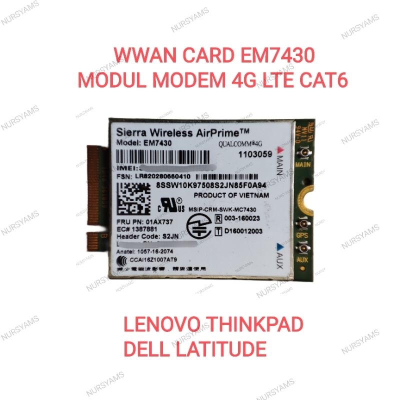 Jual Modul Modem EM7430 DW5816e Wwan Card Lenovo Thinkpad Dell | Shopee ...